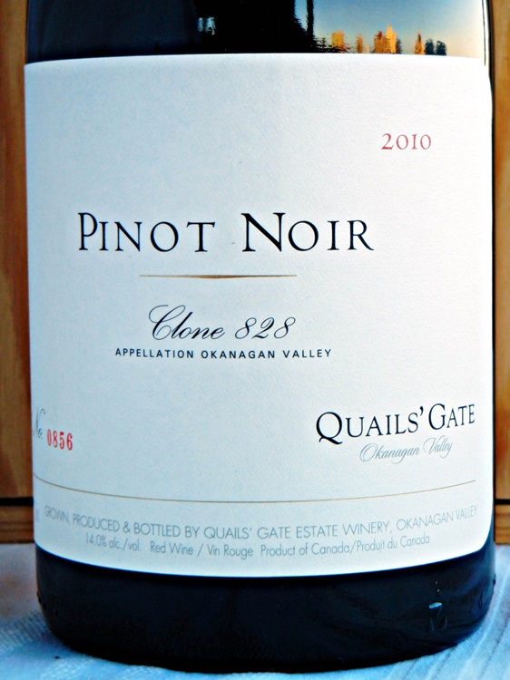 Quails' Gate Pinot Noir Clone 828 2010 Expert Wine Review: Natalie MacLean